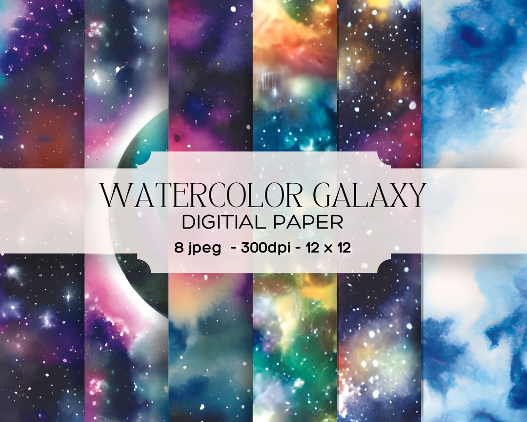 Galaxy Watercolor, Galaxy Digital Paper, Celestial Scrapbook ...