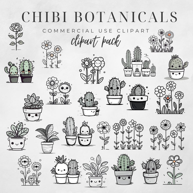 Chibi Clipart, Cactus Clipart, Chibi Botanicals Svg, Cute Cactus Png ...