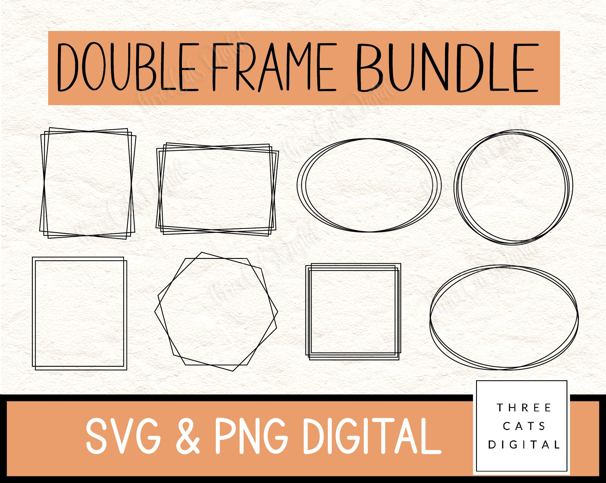 Double Frame SVG Bundle, Frame Svg, Clip Art for Cricut, Commercial and ...