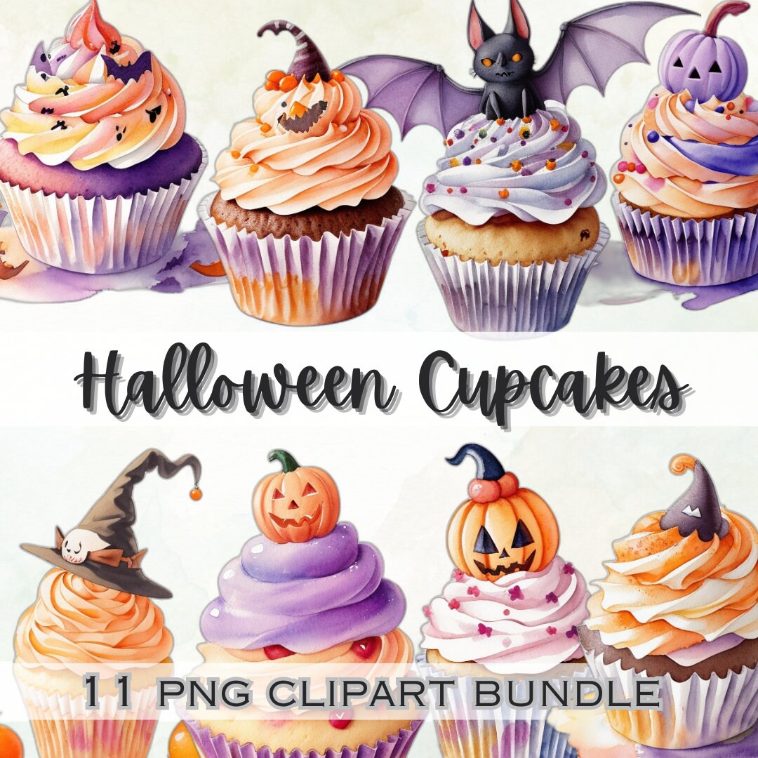 Halloween Cupcake Clipart, Halloween Clipart, - Etsy