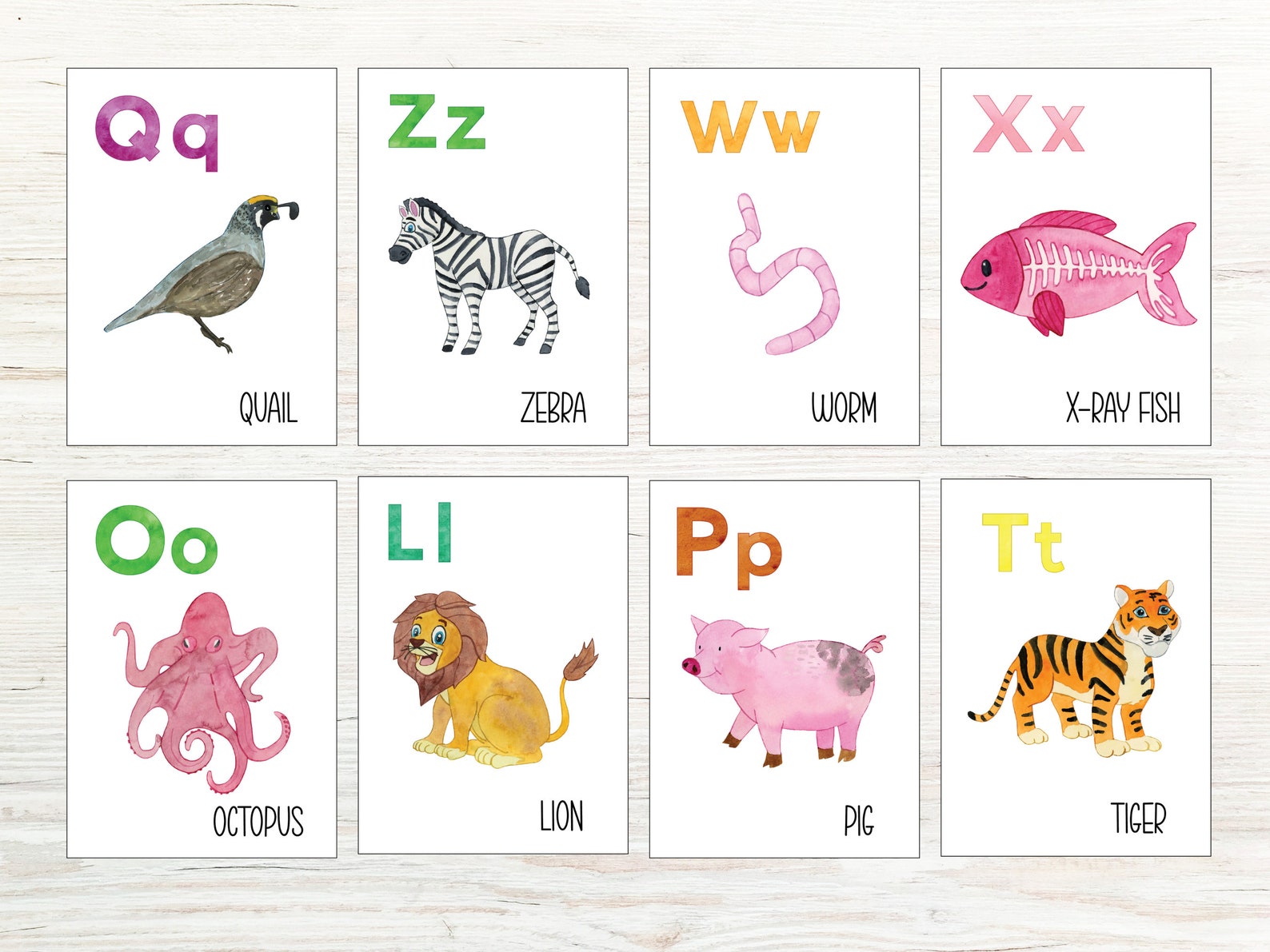 Alphabet Flash Cards, Alphabet Printable, Animal Alphabet Flash Cards ...
