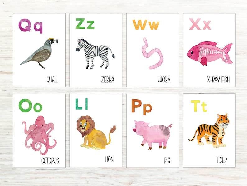 Alphabet Flash Cards, Alphabet Printable, Animal Alphabet Flash Cards ...