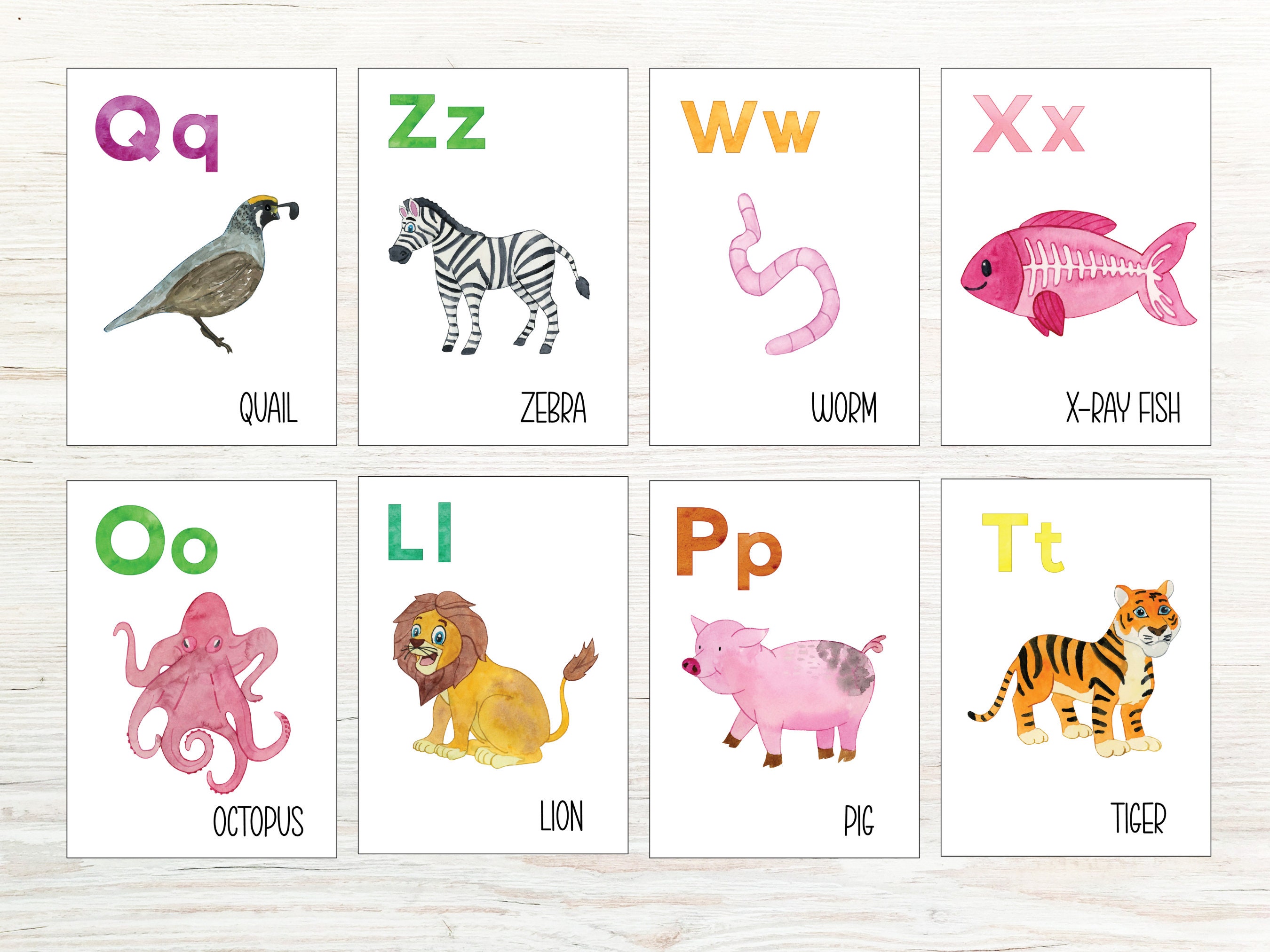 Alphabet Flash Cards, Alphabet Printable, Animal Alphabet Flash Cards ...