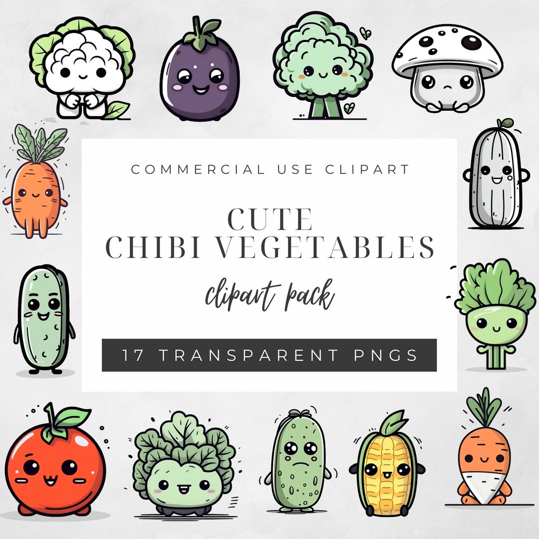 Chibi Clipart, Vegetable Clipart, Chibi Vegetables Svg, Cute Veggies ...