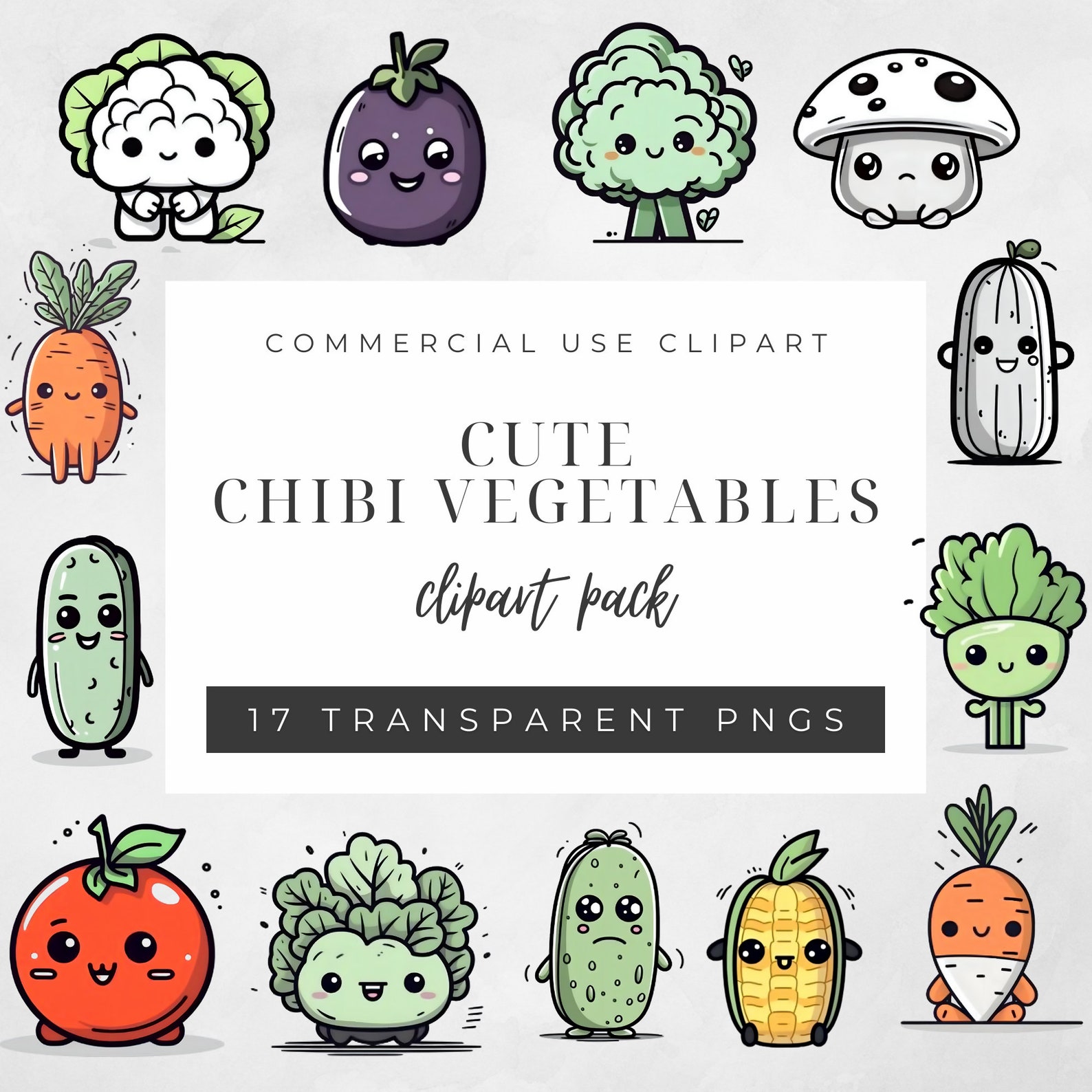 Chibi Clipart, Vegetable Clipart, Chibi Vegetables Svg, Cute Veggies ...