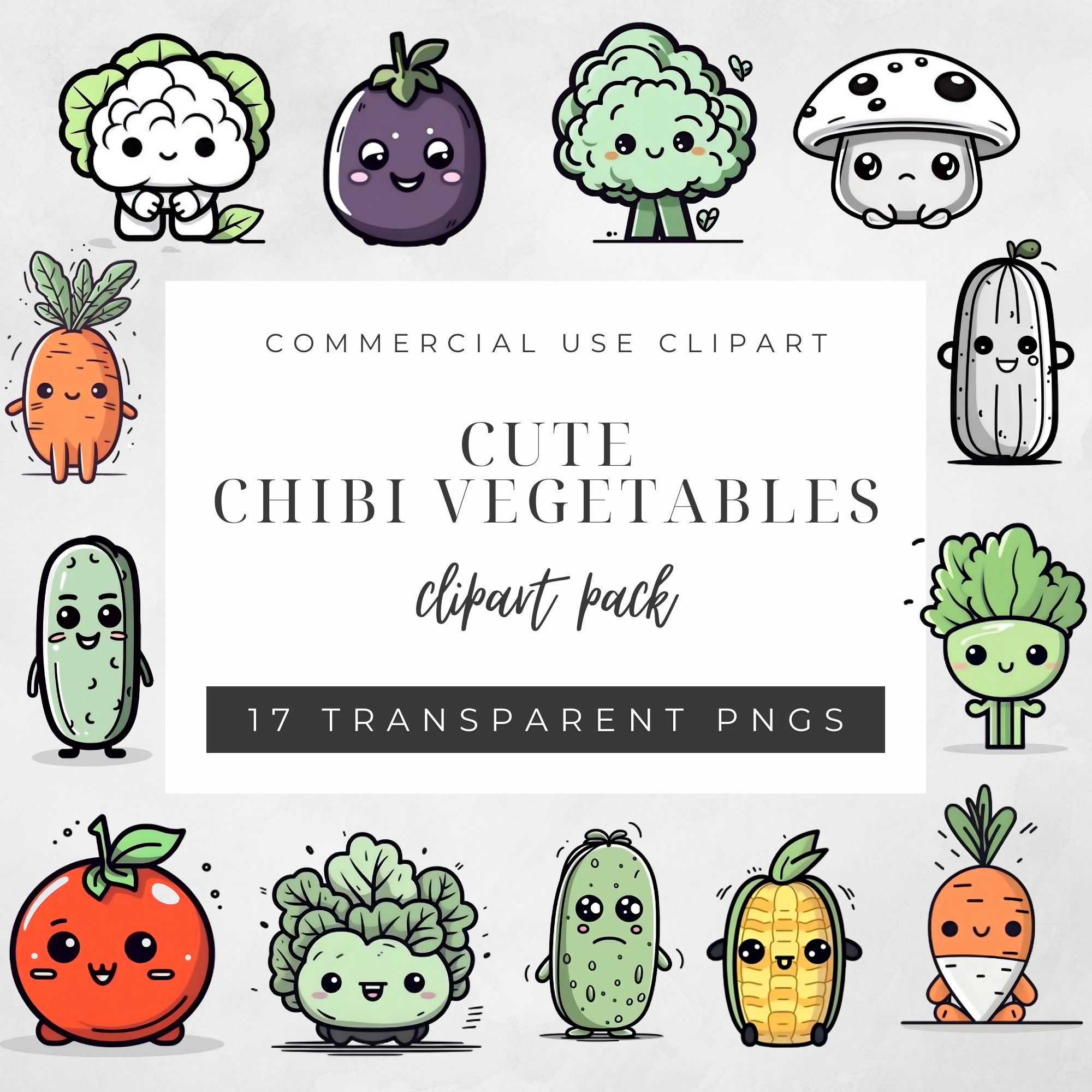 Chibi Clipart, Vegetable Clipart, Chibi Vegetables Svg, Cute Veggies ...