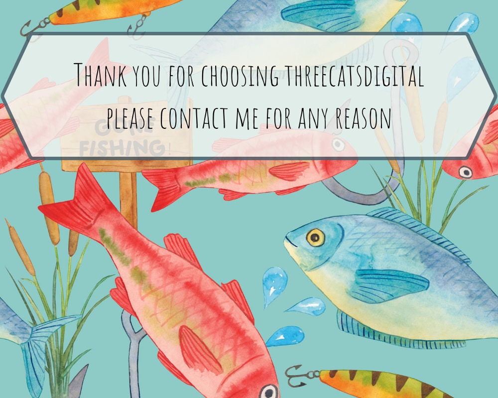 Fishing Scrapbook Paper, Fishing Seamless Paper, Scrapbook Clip Art ...
