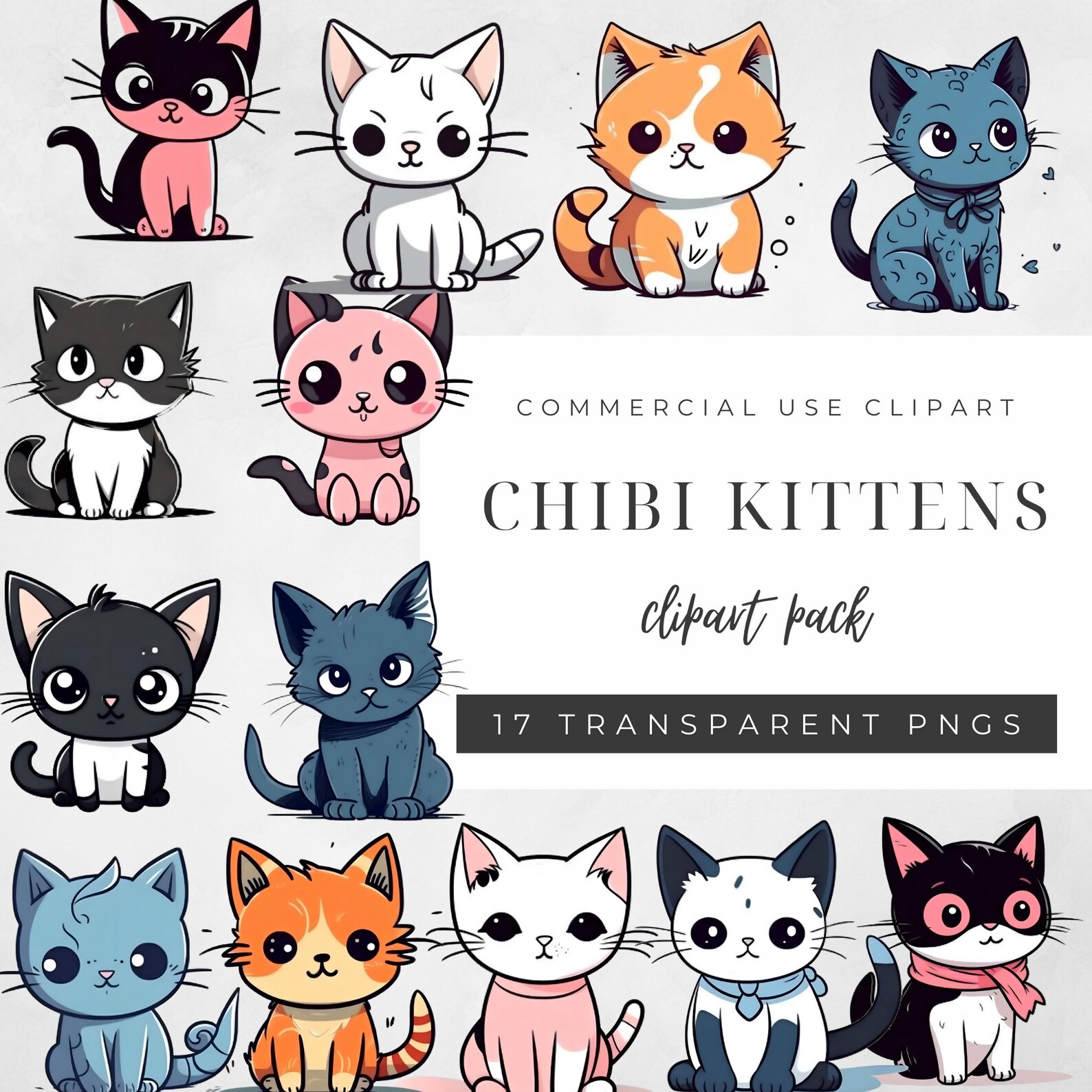 Chibi Clipart, Kitten Clipart, Chibi Kittens Png, Cute Kittens Png ...