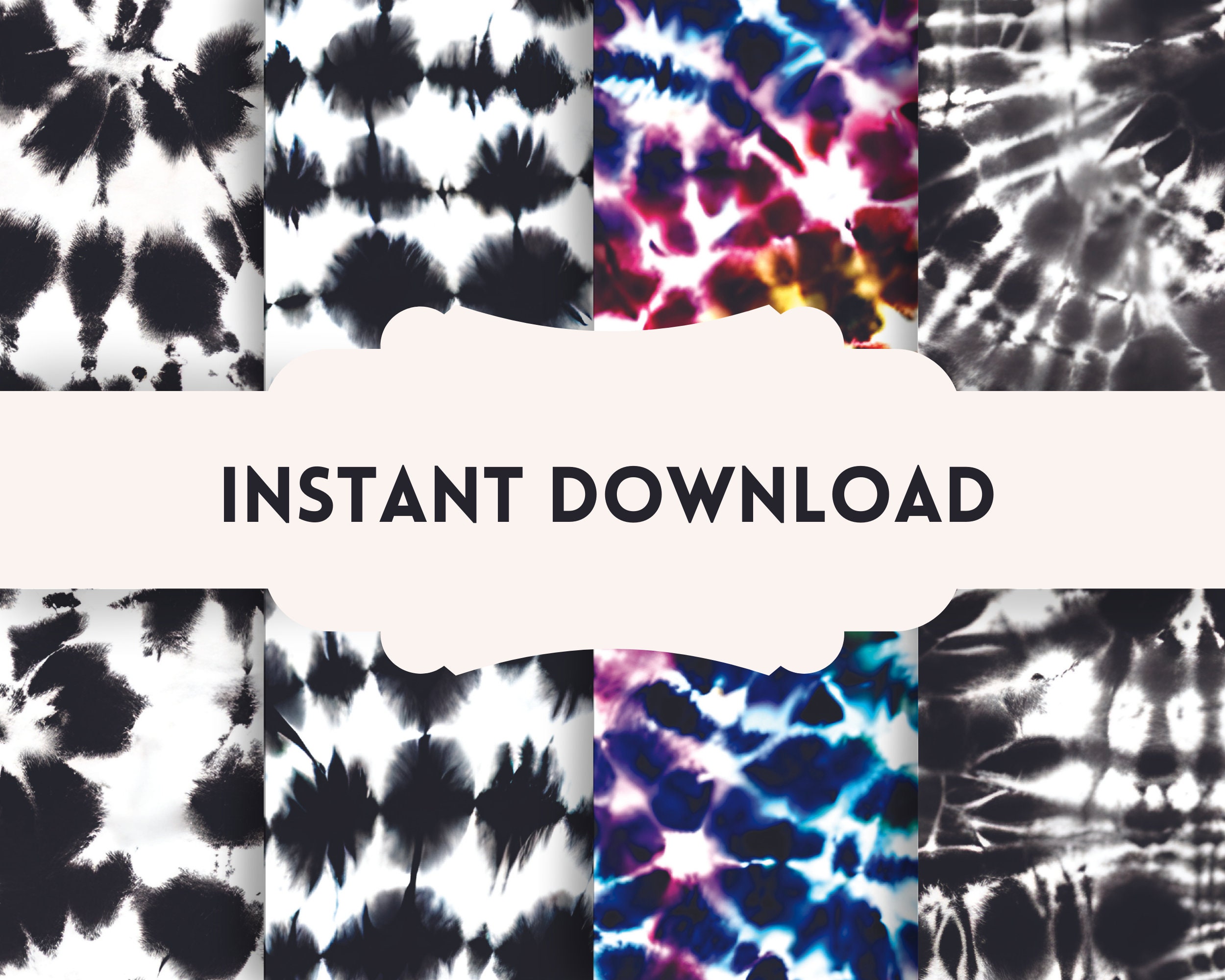 Tie Dye Digital Paper, Black Tie Dye Papers, Tiedye Digital Papers ...