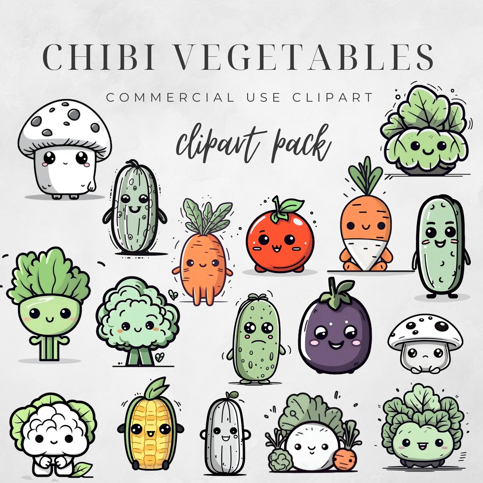 Chibi Clipart, Vegetable Clipart, Chibi Vegetables Svg, Cute Veggies ...