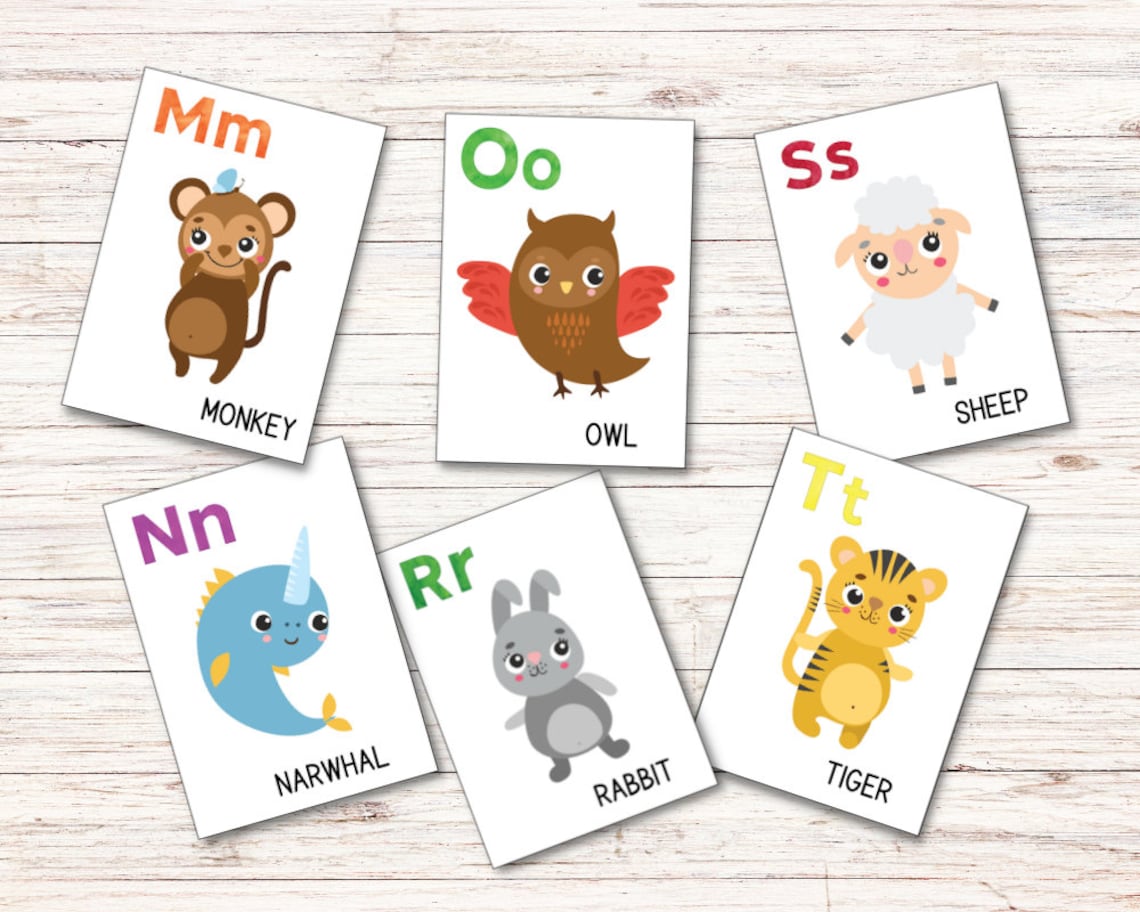 Alphabet Flash Cards Alphabet Printable Animal Alphabet - Etsy