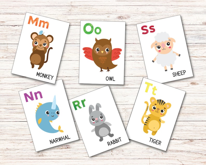 Alphabet Flash Cards, Alphabet Printable, Animal Alphabet Flash Cards ...