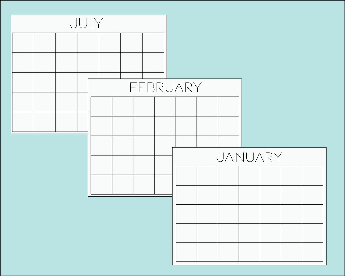 Blank Calendar, Blank Monthly Calendar, Calendar Template, Printable ...