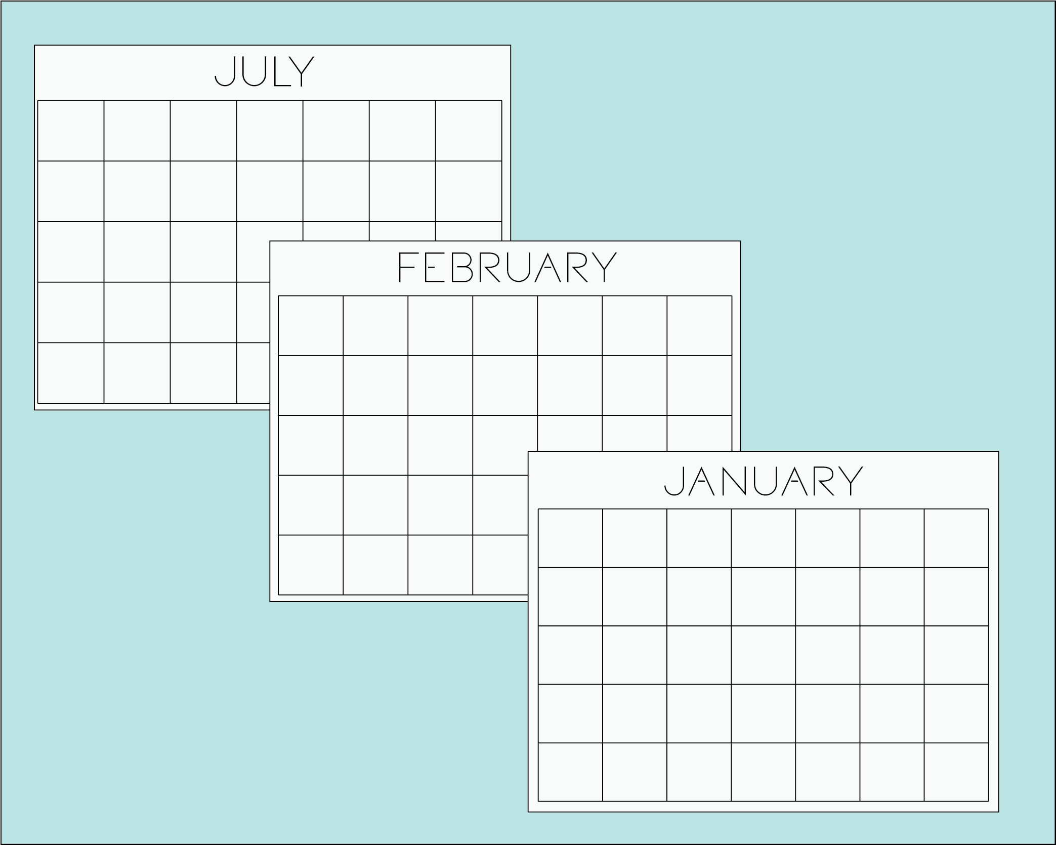 Blank Calendar, Blank Monthly Calendar, Calendar Template, Printable ...