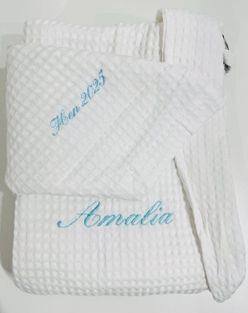 SLEEVE Personalised Waffle Robe Cotton Embroidered Spa Robe Gift Mother ...