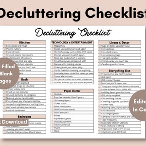 Decluttering Checklist, Printable Home Decluttering Checklist ...