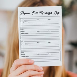 Phone Call Message Log, Editable Fillable Telephone Template ...