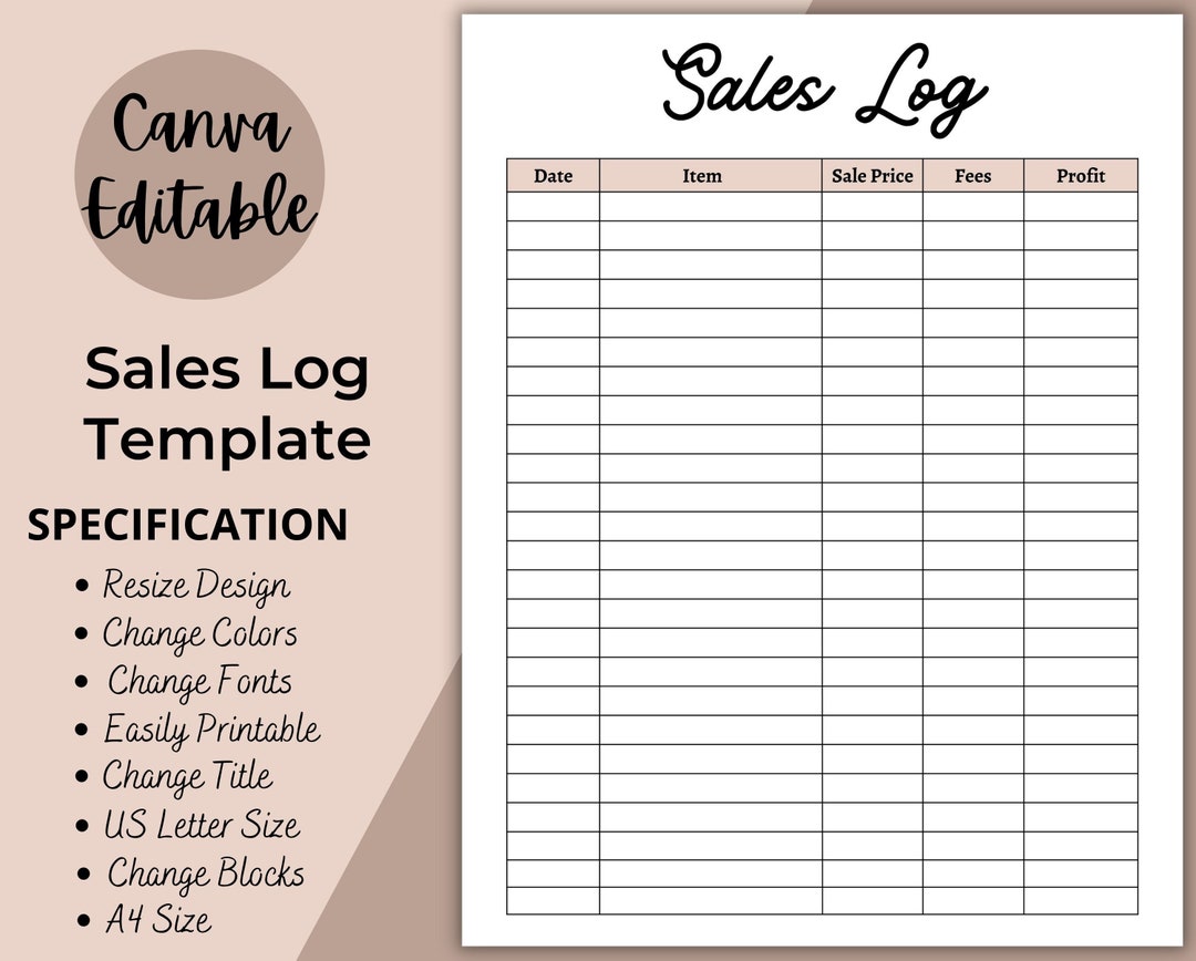 Sales Log, Sale Profits Tracker, Sale Recorder, Orders Log, Business ...