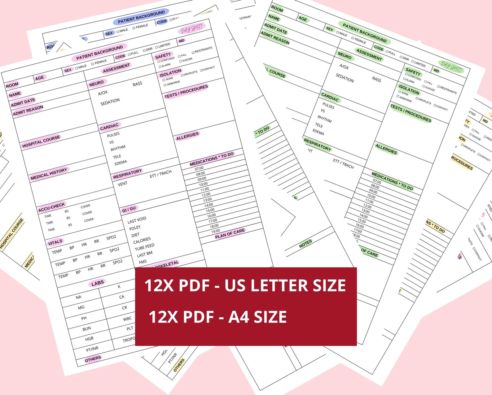 Nurse Report Sheet, Icu Nurse, Printable Nursing Brain, Patient Log PDF ...