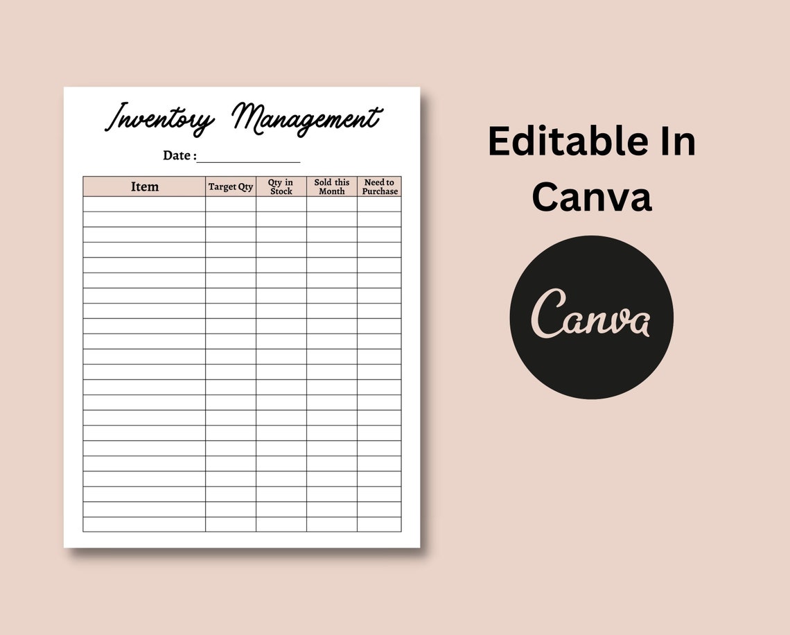 Editable Inventory Management Inventory Checklist Sheet - Etsy