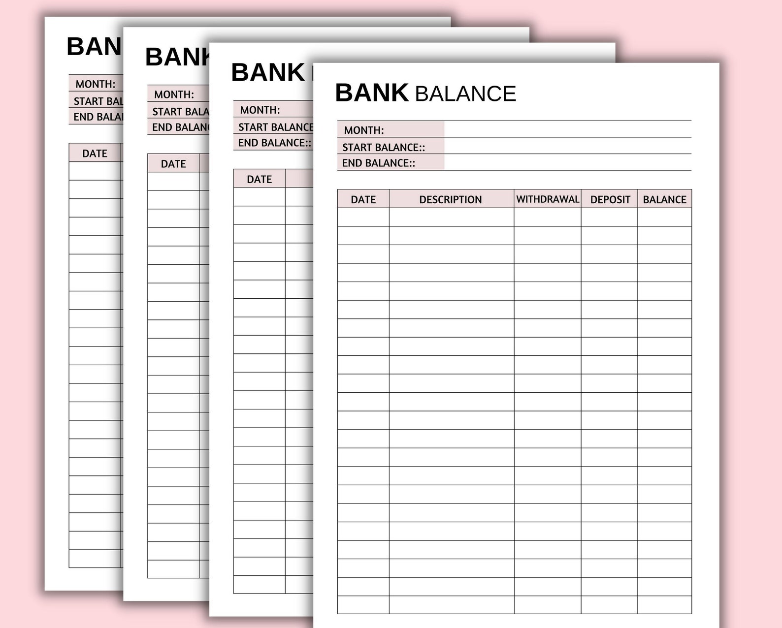 Bank Balance Printable Balance Sheet | Bank Summary | Finance | Savings ...