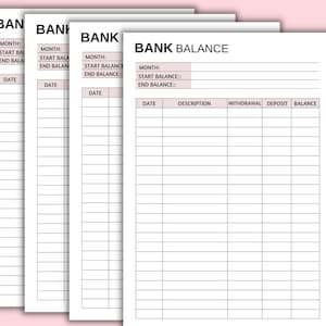 Bank Balance Printable Balance Sheet | Bank Summary | Finance | Savings ...