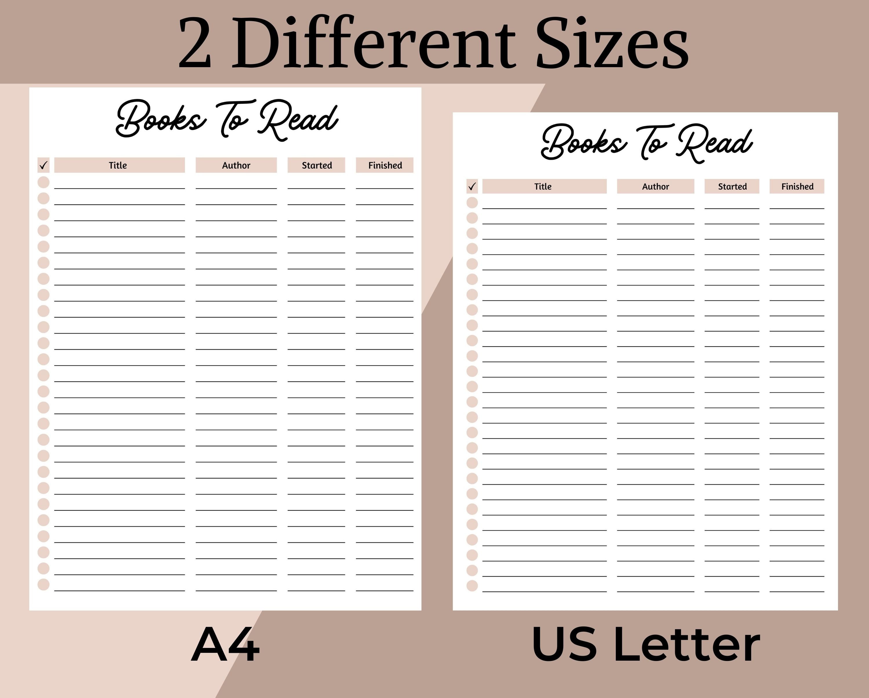 Book Tracker | Printable Books to Read | Editable Reading Tracker ...