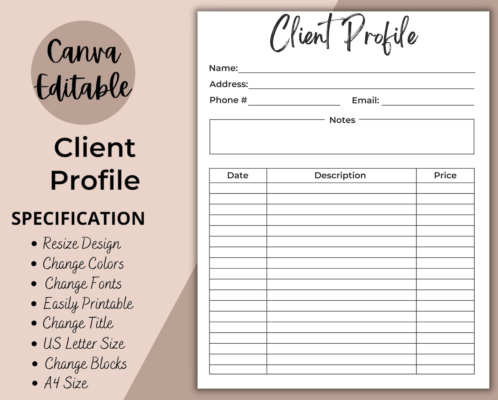 Editable Client Profile Template B2B Business Client Profile Printable ...
