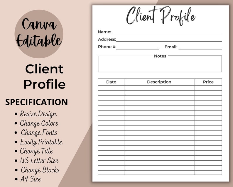 Editable Client Profile Template B2B Business Client Profile Printable ...