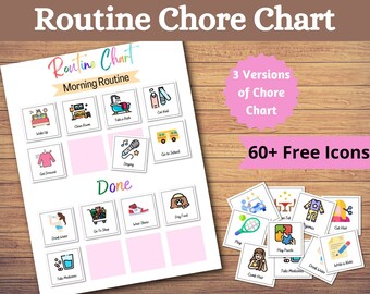 Visual Daily Routine Chart With Cards Morning Evening Schedule for Kids ...