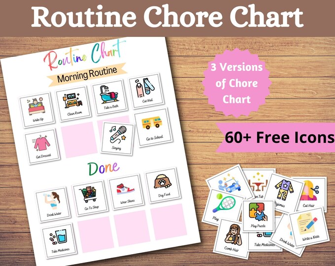Daily Visual Routine Chart With Cards Morning Afternoon Evening ...
