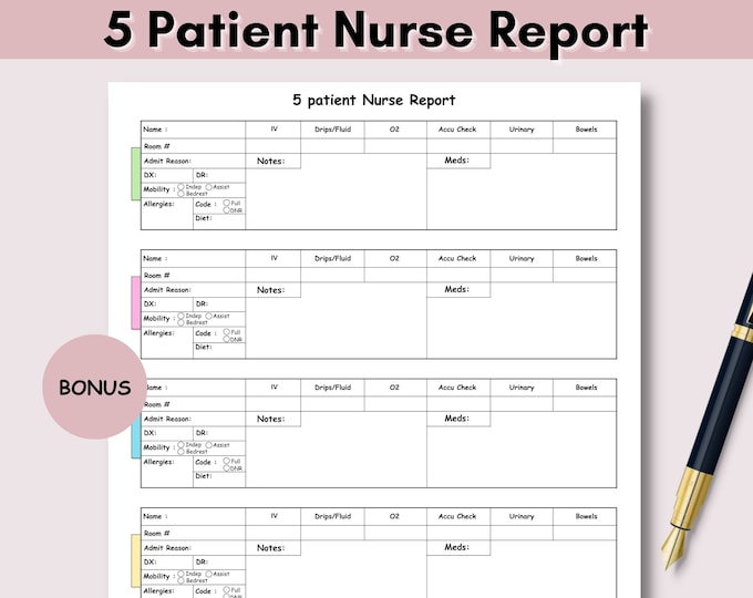 5 Patient Report Sheet Patient Report Sheet Printable,nursing Med Surg ...