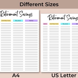 Retirement Savings Tracker, Retirement Tracker Log, Retirement Planning ...