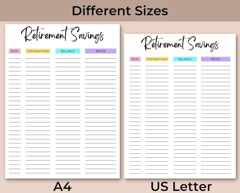 Retirement Savings Tracker Retirement Tracker Log Retirement - Etsy