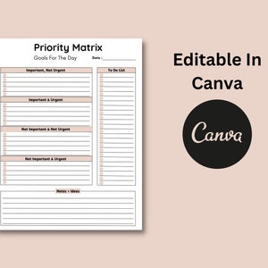 Task Priority Matrix, Eisenhower Matrix, Decision Matrix, Productivity ...