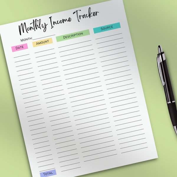 Income Tracker Printable - Etsy