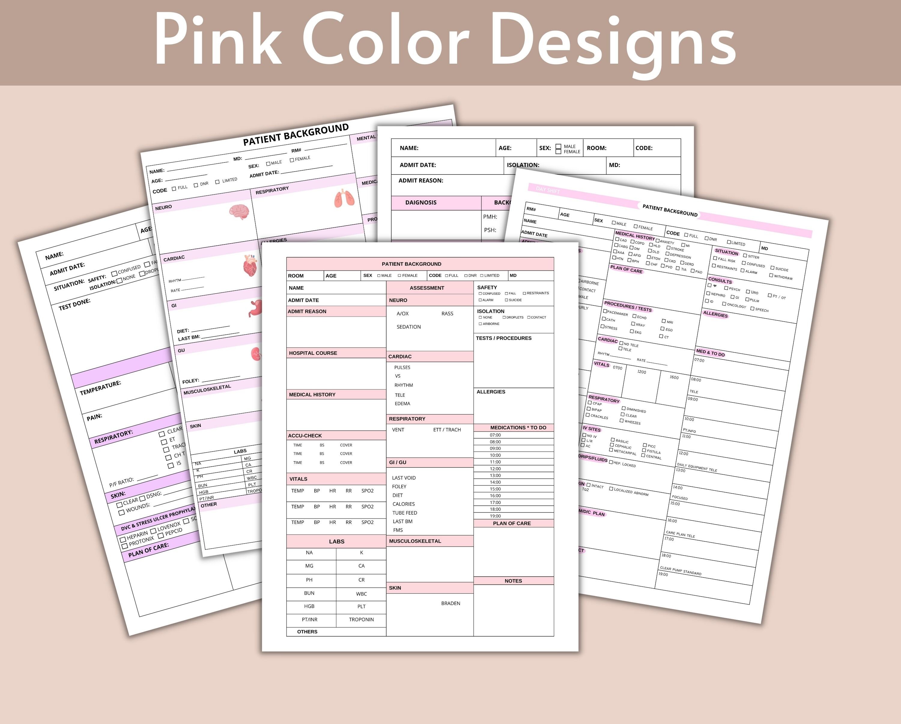 Nurse Report Bundle Printable 10 Designs Nursing Brain Icu - Etsy