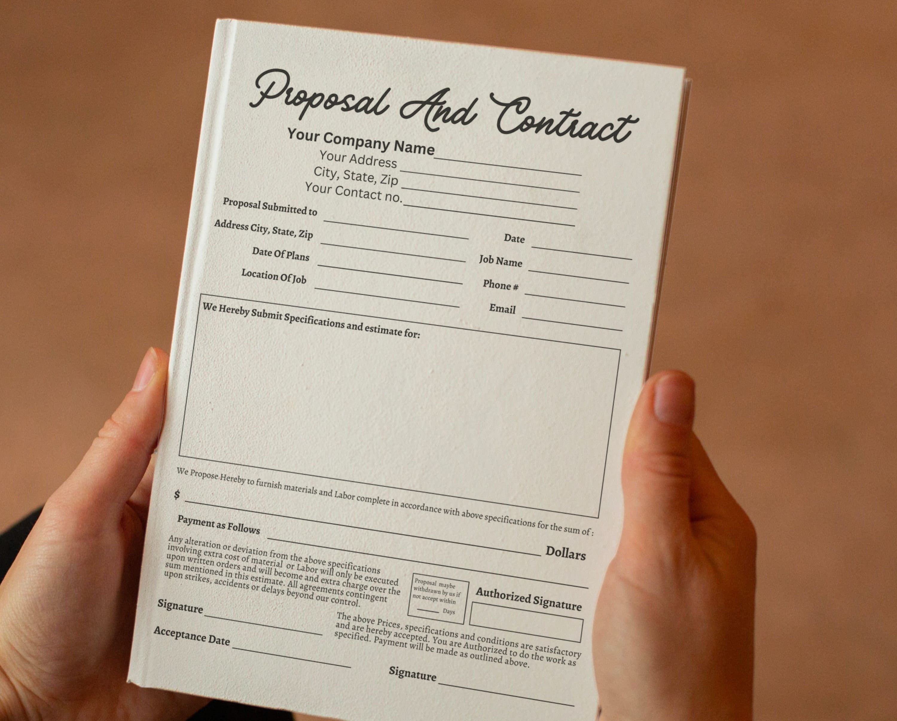 Proposal and Contract Template Canva Editable Form Quote - Etsy UK