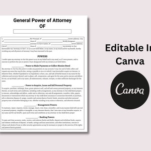 General Power of Attorney | General Power of Attorney Form | Editable ...