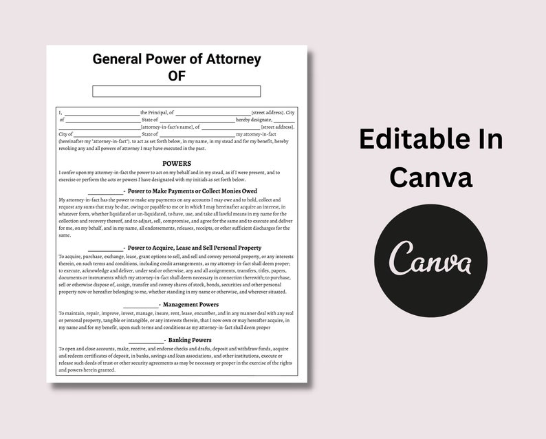 General Power of Attorney | General Power of Attorney Form | Editable ...