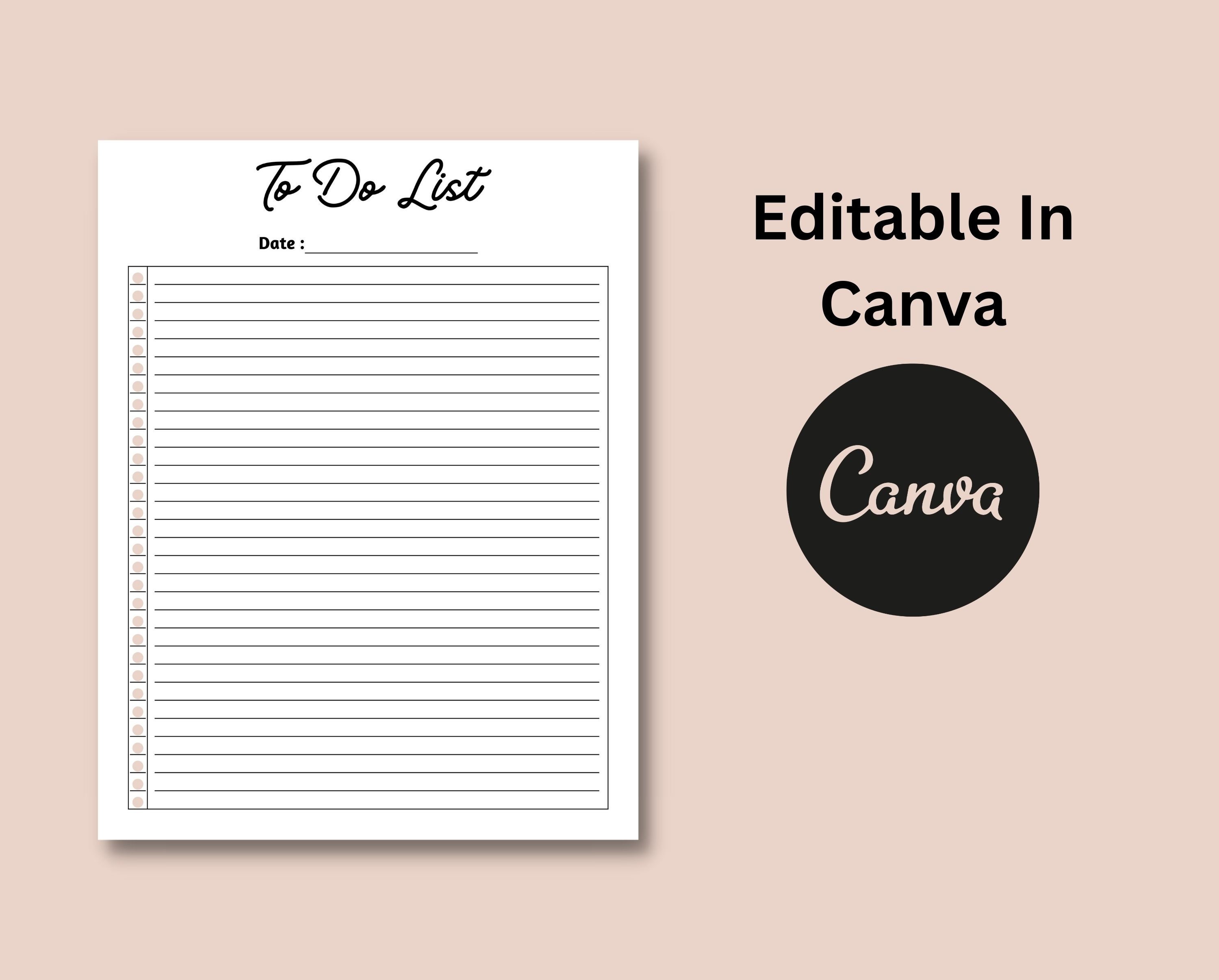 Printable to Do List, Editable Simple Tasks List Template, Minimalist ...