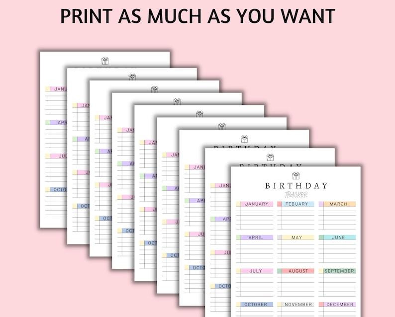 Printable Birthday Tracker Editable Birthday Planner - Etsy