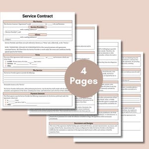Service Contract Template, Printable Services Contract Agreement ...