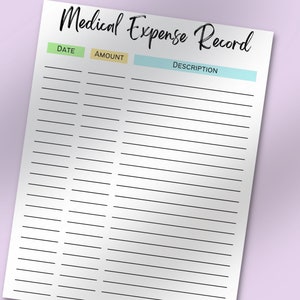 Editable Medical Expense Tracker, Doctor Expense, Hospital Treatment ...