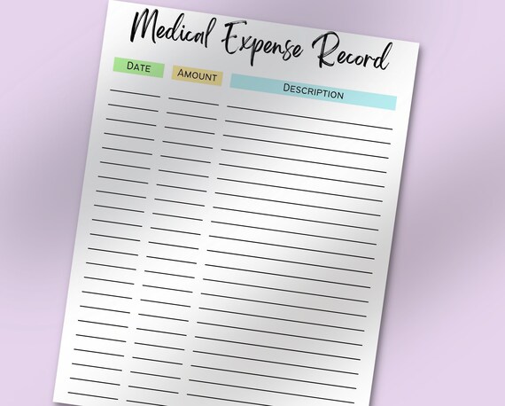 Editable Medical Expense Tracker Doctor Expense Hospital - Etsy