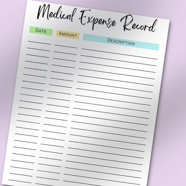 Medical Expense Tracker Printable - Etsy