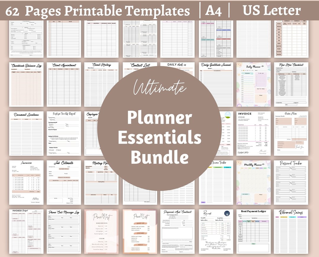 Planner Essentials Bundle, Printable Daily Weekly Monthly Planner ...