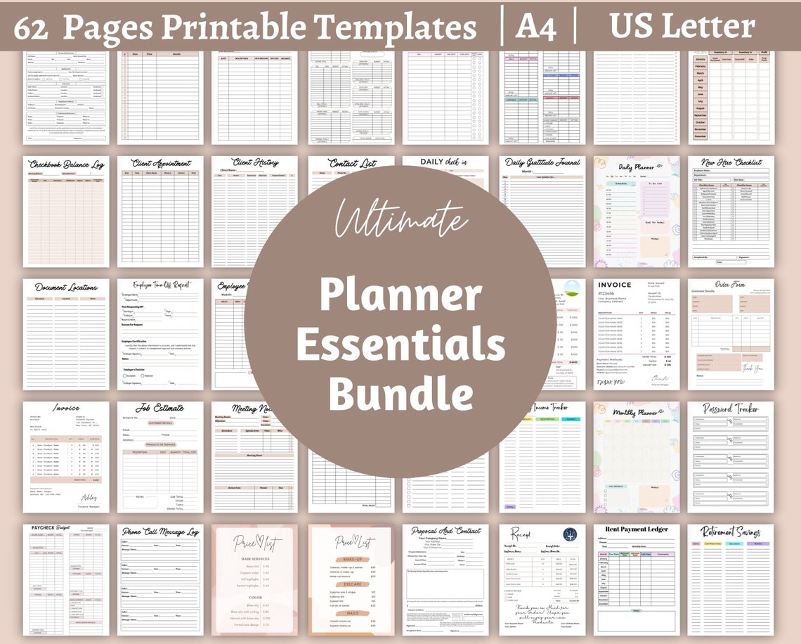 Planner Essentials Bundle Printable Daily Weekly Monthly - Etsy