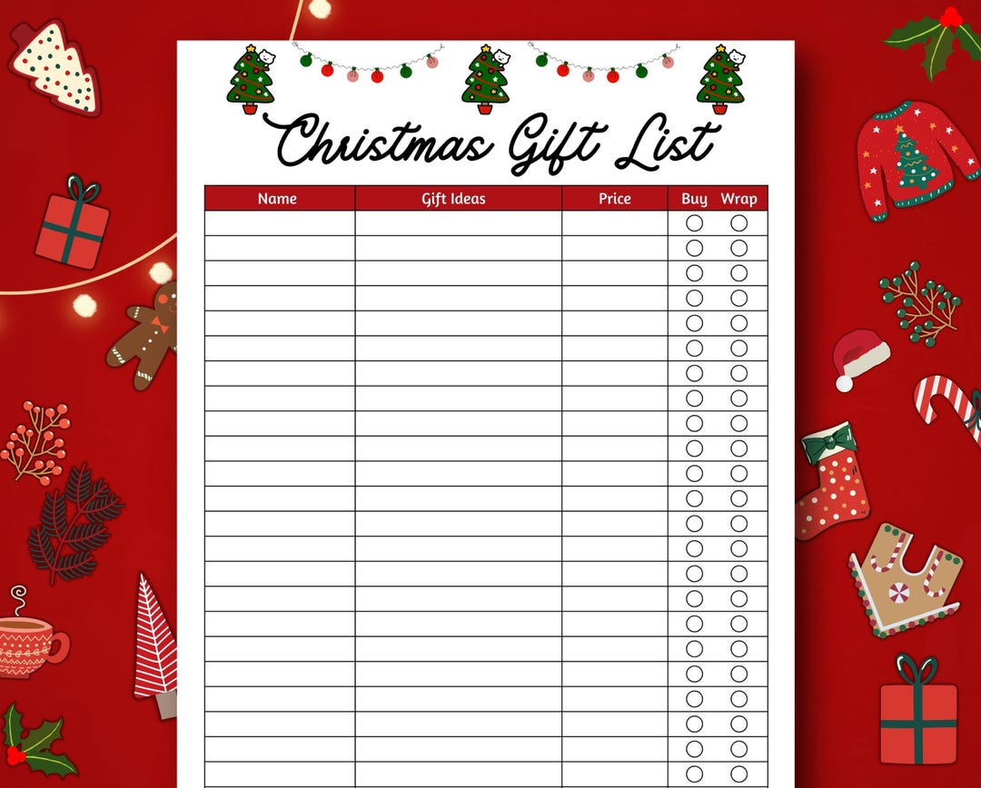Christmas Gift List | Editable, Fillable | Printable Christmas Planner ...