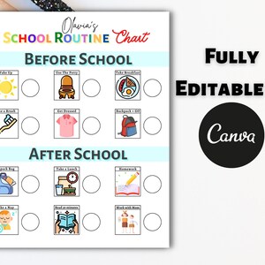 Kids Daily Routine School Checklist Schedule Printable, Editable Chore ...